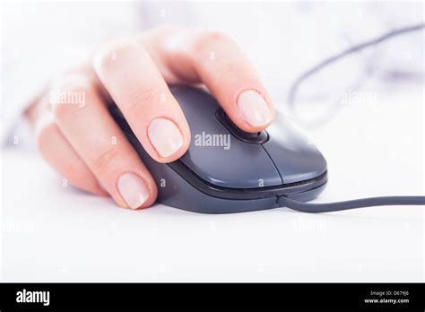 Isolated Female Hand On The Mouse Stock Photo Alamy