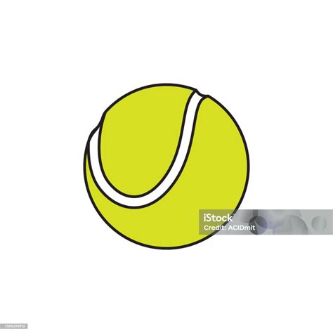흰색 배경에 테니스 공 플랫 라인 아이콘 토너먼트 일러스트레이션 및 스포츠 앱을 위한 간단한 벡터 로고 아트eps 10 Championship에 대한 스톡 벡터 아트 및