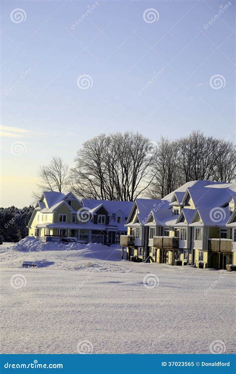Row Houses After Snow Storm Stock Image Image Of Cold Morning 37023565