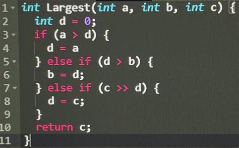 Solved Debug A Function Called Largest Which Takes Three