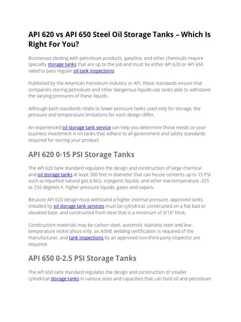 Api 620 Vs Api 650 Steel Oil Storage Tanks Pdf Steel Cryogenics Api 620 Vs Api 650 Steel Oil Storage Tanks Pdf Steel Cryogenics