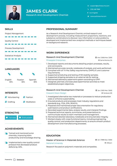 10 Research And Development Chemist Resume Samples And Templates For 2026