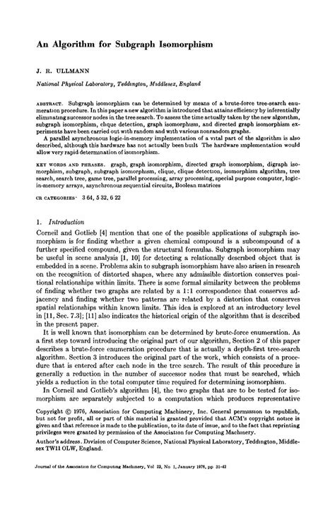 an algorithm for subgraph isomorphism