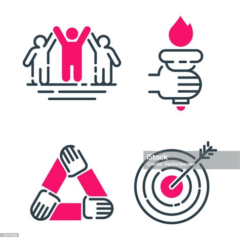 동기 부여 개념 차트 분홍색 아이콘 비즈니스 전략 개발 설계 및 관리 리더십 팀웍 성장 창의력 사무실 훈련 벡터 개념에 대한 스톡 벡터 아트 및 기타 이미지 Istock
