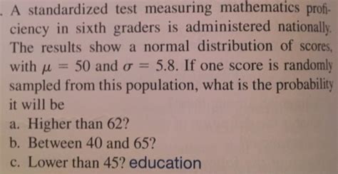Solved A Standardized Test Measuring Mathematics Proficiency