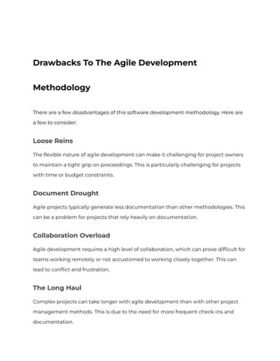 Drawbacks To The Agile De