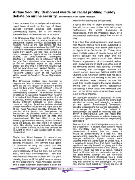 Airline Security Pdf Airport Security Racial Profiling