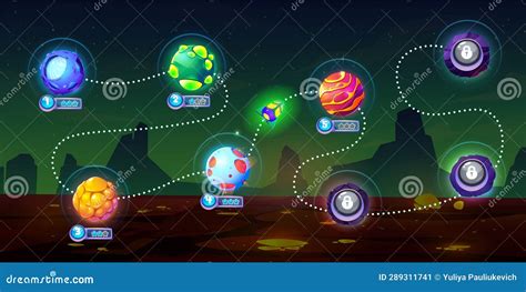 Space Game Ui Level Map With Alien Planets Stock Illustration Illustration Of Science Game