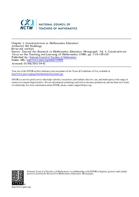 Pdf Constructivist Views On The Teaching And Learning Of Mathematics