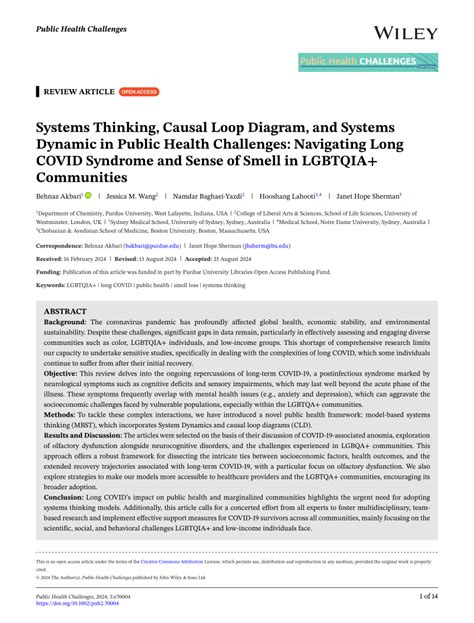 Pdf Systems Thinking Causal Loop Diagram And Systems Dynamic In Public Health Challenges
