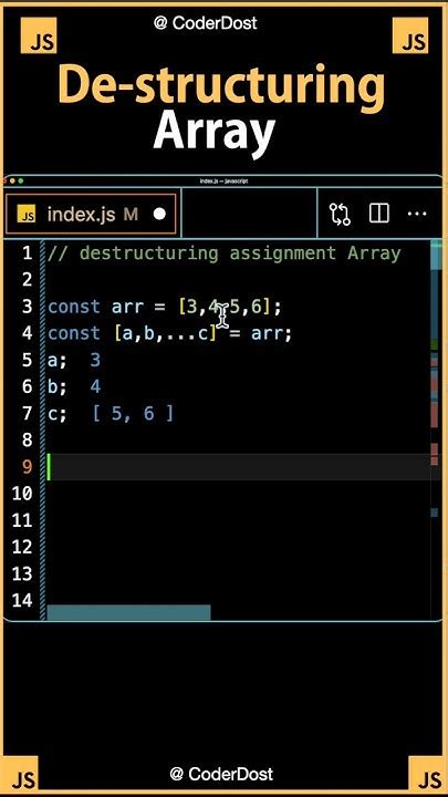 Destructuring Array In Javascript Javascript Reactjs Shorts Youtube