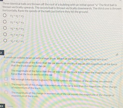Solved Three Identical Balls Are Thrown Off The Roof Of A