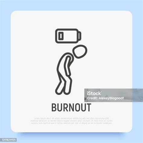 화상 증후군 배터리가 부족한 피곤한 남자 우울증 피로 가는 선 아이콘입니다 현대 벡터 그림입니다 피곤한에 대한 스톡 벡터 아트 및 기타 이미지 Istock