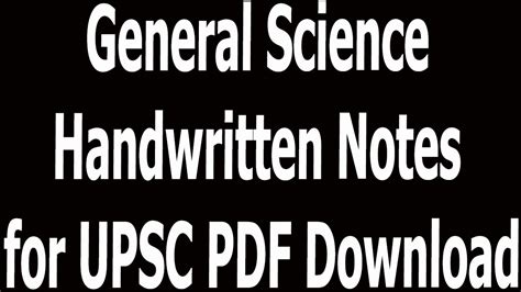General Science Handwritten Notes For Upsc Pdf Download