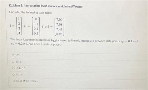 solved problem 1 interpolation least squares and finite