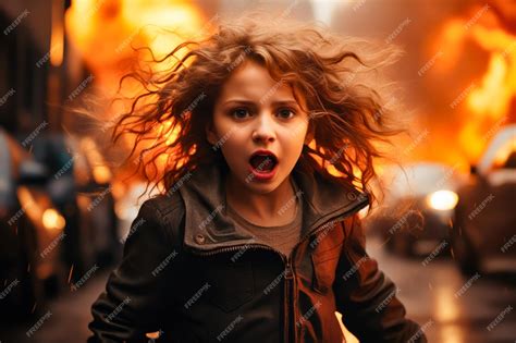 Premium Photo Young Girl With Surprised Look On Her Face And Hair