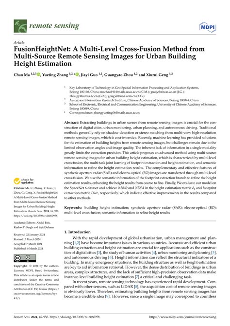 Pdf Fusionheightnet A Multi Level Cross Fusion Method From Multi Source Remote Sensing Images