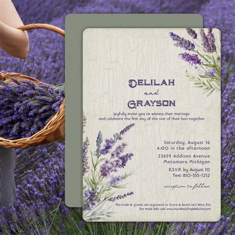 Rustic Lavender Purple Flowers Wedding Invitation Zazzle