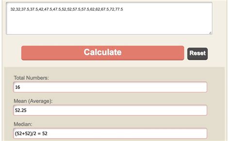 Mean Median Calculator Personal Training Age B Reddy Org