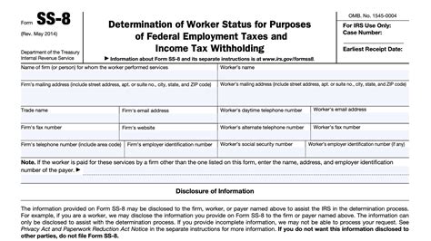 Irs Form Ss 8 Instructions Irs Determination Of Worker Status