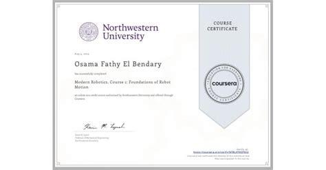Osama El Bendary On Linkedin Completion Certificate For Modern Robotics Course 1 Foundations
