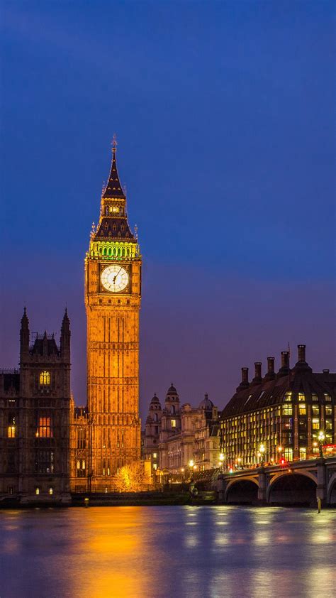 Big Ben London Bridge At Night 1440x2560 Wallpaper
