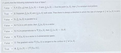 Solved 1 Point Are The Following Statements True Or False