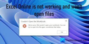 Excel Online Is Not Working And Won T Open Files