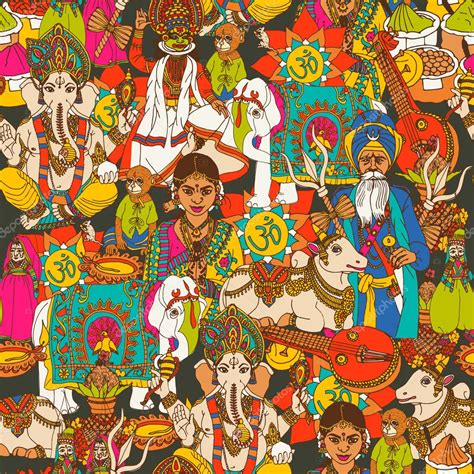 India Seamless Pattern — Stock Vector © Macrovector 62628057