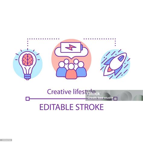 창조적 인 라이프 스타일 컨셉 아이콘 브레인 스토밍 아이디어 얇은 라인 그림 상상력과 독창적 인 아이디어 생성 창의적인 사고 벡터 절연 윤곽선 도면 편집 가능한 스트로크 0