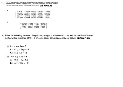 Solved A Find The Eigenvalues And Eigenvectors Of The