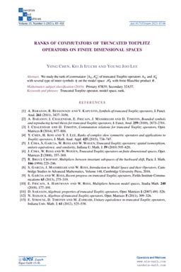 Ele Math Operators And Matrices Ranks Of Commutators Of Truncated Toeplitz Operators On