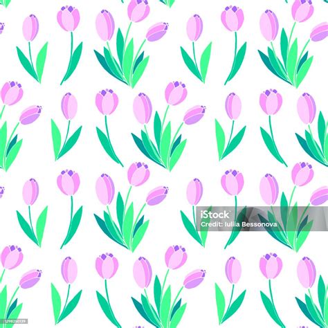 핑크 튤립 꽃벡터 원활한 패턴 손으로 그린 스프링 텍스처 배경 포장지 섬유 인사말 카드 결혼식 생일 어머니 또는 여성의 날 또는 발렌타인 데이 0명에 대한 스톡 벡터 아트