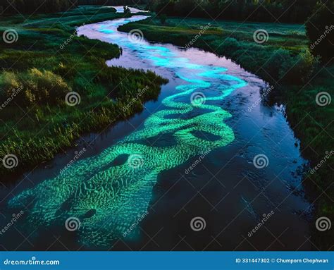 Smart Sensor Network Monitoring And Protecting A Vibrant River Ecosystem Stock Illustration