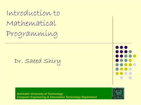 Ppt Introduction To Mathematical Programming Powerpoint Presentation