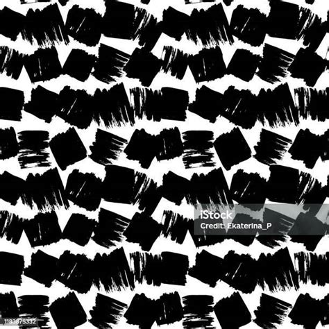 스칸디나비아 추상 그런 지 텍스쳐 원활한 패턴 페인트 스트로크 기하학적 배경 그리드 인쇄 흰색 배경에 검은 색 간단한 장식