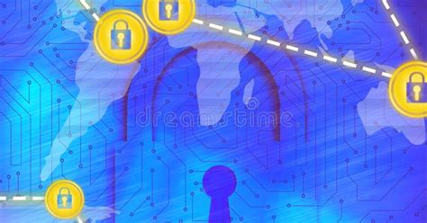 Composition Of Network Of Security Padlock Icons Over World Map