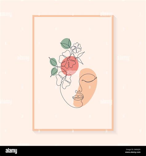 Abstract Minimal Woman Portrait One Line Drawing Vector Illustration In Hand Style Stock Vector