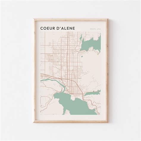 Coeur Dalene Map Poster Coeur Dalene Print Coeur Dalene Poster