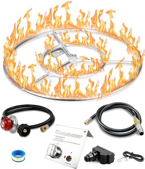24 Inch Fire Pit Ring Burner Kit Stainless Steel Propane Gas Fireplace
