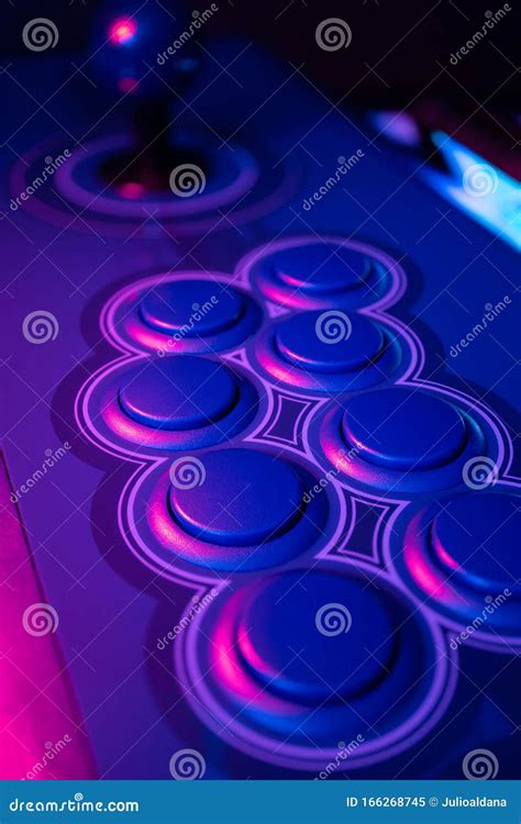 Arcade Stick Buttons Gamming Controls Colorful Rgb Lights Stock Image Image Of Online