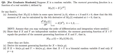 Solved Q For Graduate Students Suppose X Is A Random Chegg