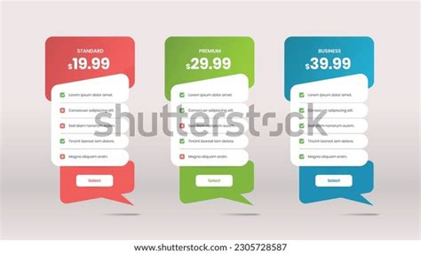 Minimalistic Modern Pricing Comparison Table Checklist Stock Vector Royalty Free 2305728587