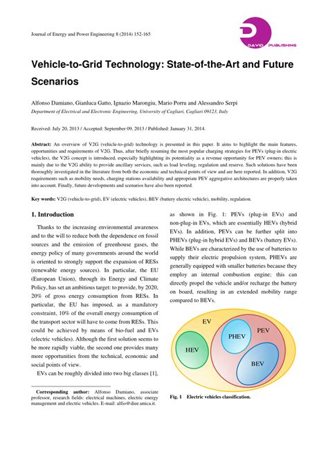 Pdf Vehicle To Grid Technology State Of The Art And Future Scenarios