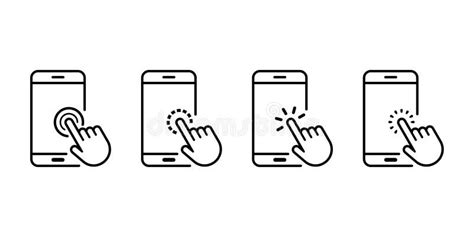 Hand Touch Screen Smartphone Icon Click On The Smartphone Stock Vector