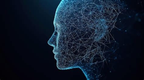 Polygonal futuristic mesh with human head model Artificial intelligence ...