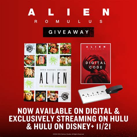 Alien Romulus Giveaway Digital Code Cookbook And More