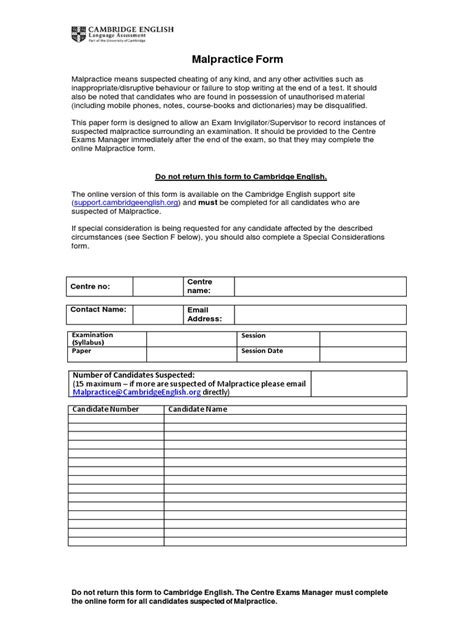 Reporting Suspected Examination Malpractice A Guide For Completing The