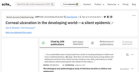 Corneal Ulceration In The Developing World A Silent Epidemic [scite