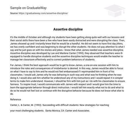 ⇉assertive Discipline Case From Practice Essay Example Graduateway